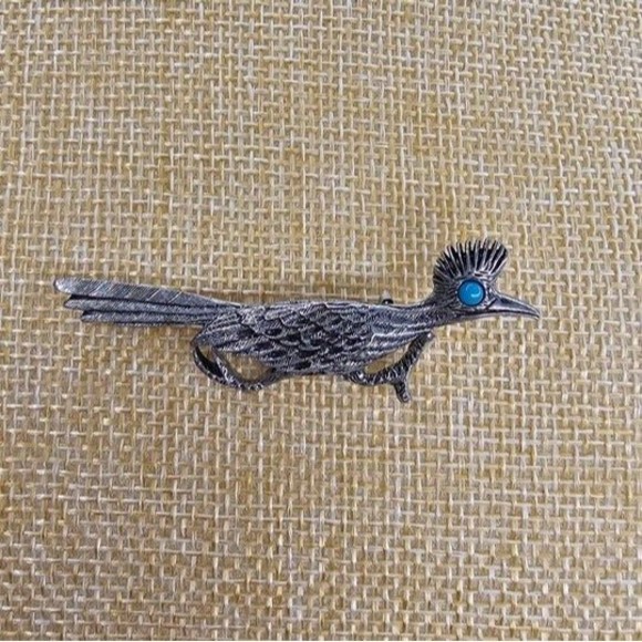J.Ritter | Jewelry | Jritter Signed Roadrunner Brooch Pin Turquoise Eye ...